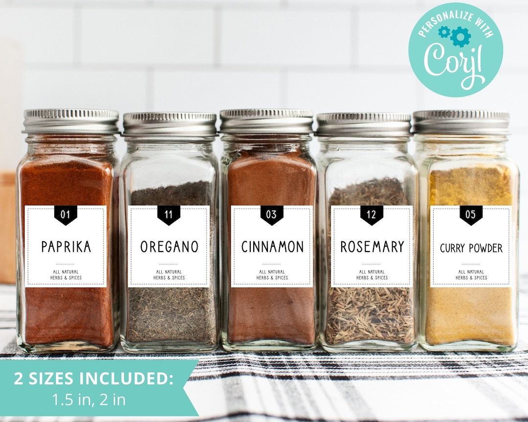 Spice Jars Label Template, Editable Spice Labels, Printable Spice Jar ...