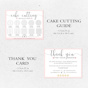Cake Cutting Guide Card I Editable Canva Template I Cake Care Card ...