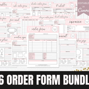 16 Order Forms Bundle, Invoice Tumbler Shirt Cake Order Form, Printable ...