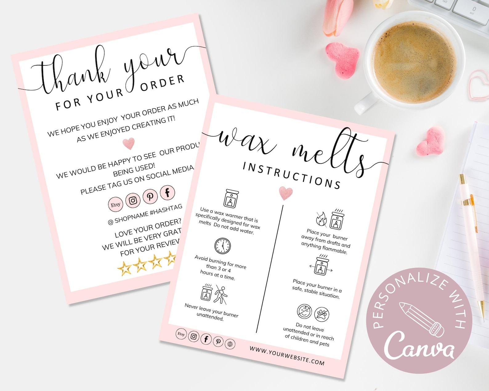 Wax Melts Care Card I Editable Canva Template I Wax Melts - Etsy