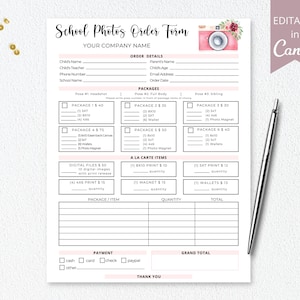School Photography Preschool Photos Order Form, Printable Photography ...