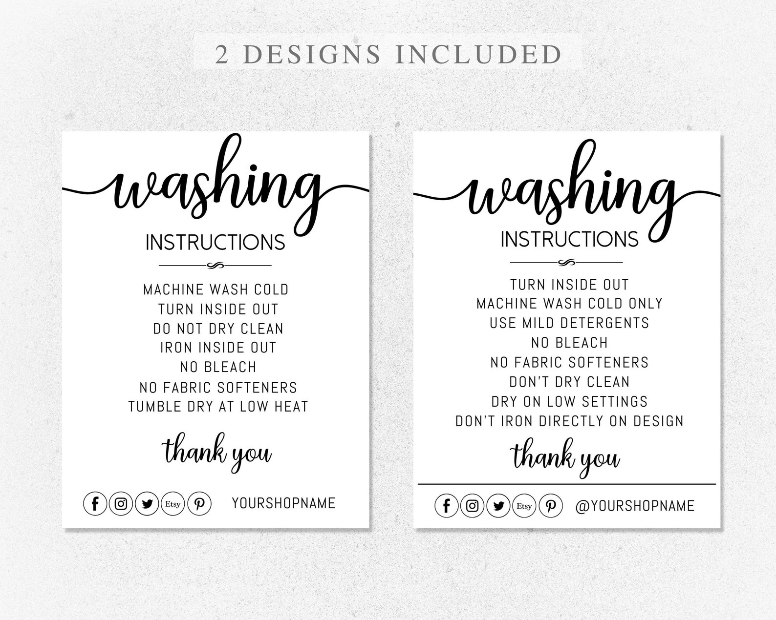 Washing Instructions Care Card I Editable Canva Template I - Etsy