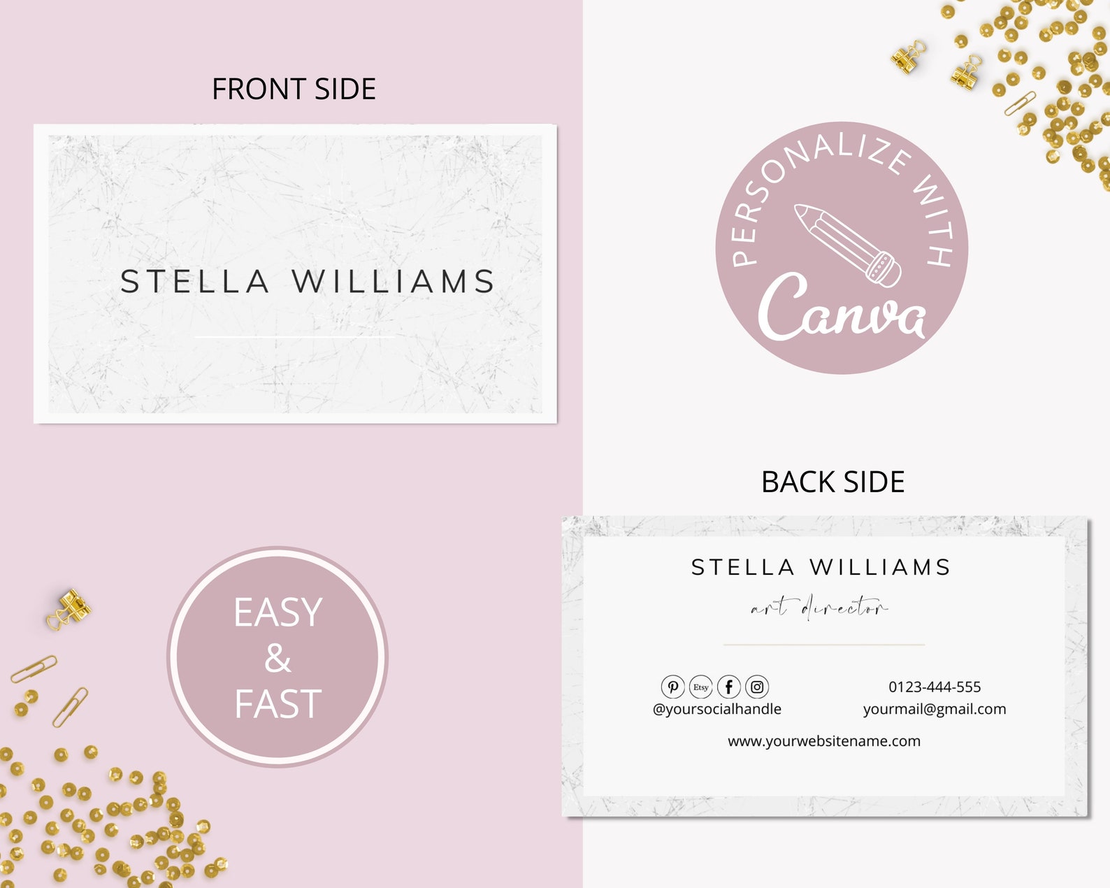 Business Card Template, Editable Business Cards Canva Template ...