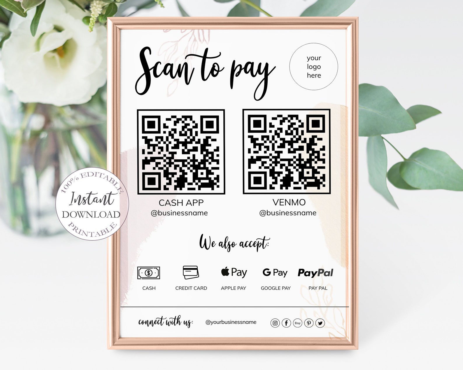 Editable Scan to Pay Template, Editable Canva Template, QR Code Sign ...