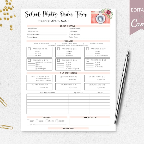 Picture Day Order Form - Etsy