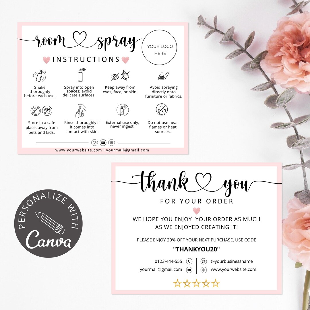 Room Spray Care Instructions | Canva Template for Air Freshener ...
