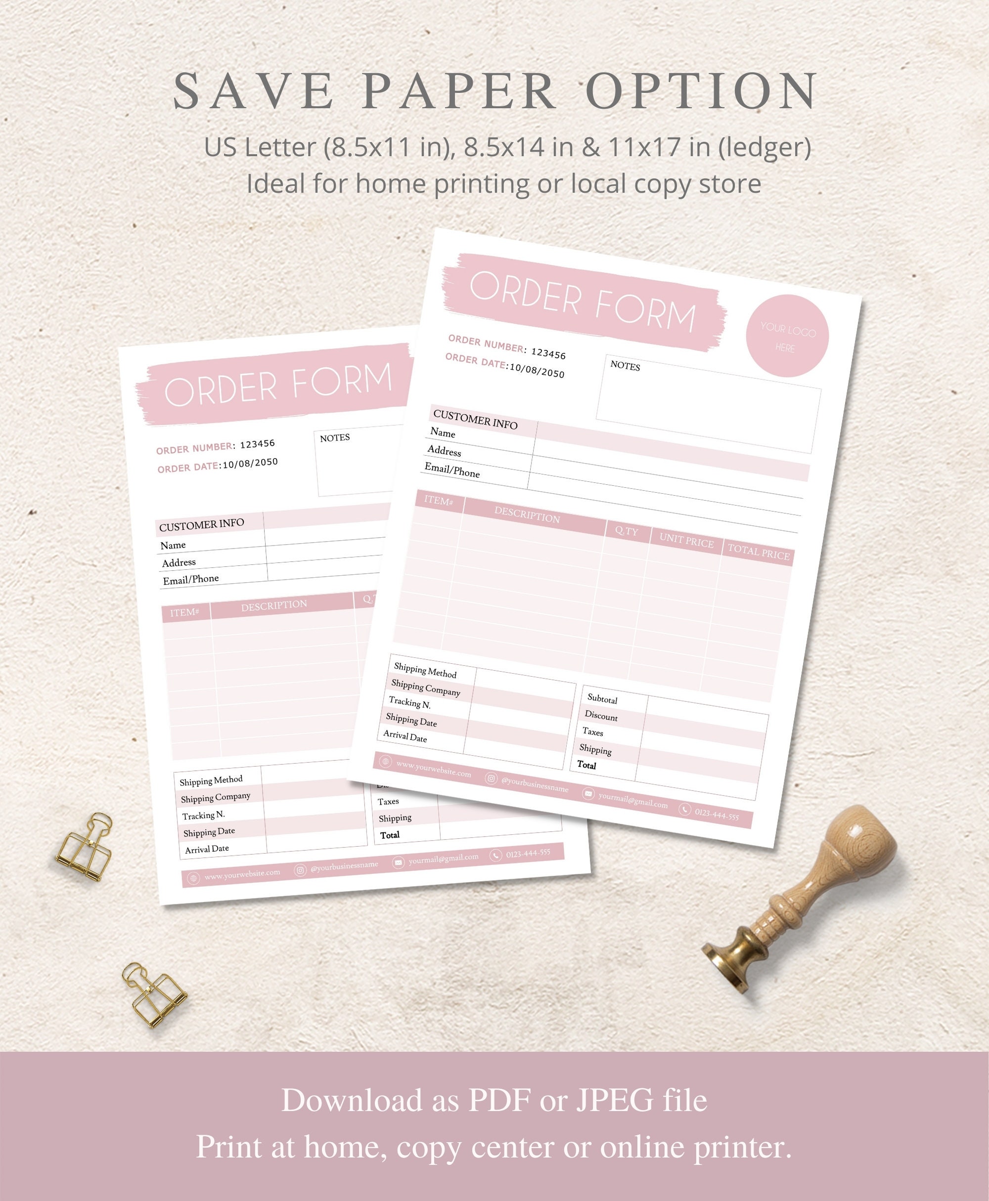 Order Form Template Editable Small Business Order Forms | Etsy