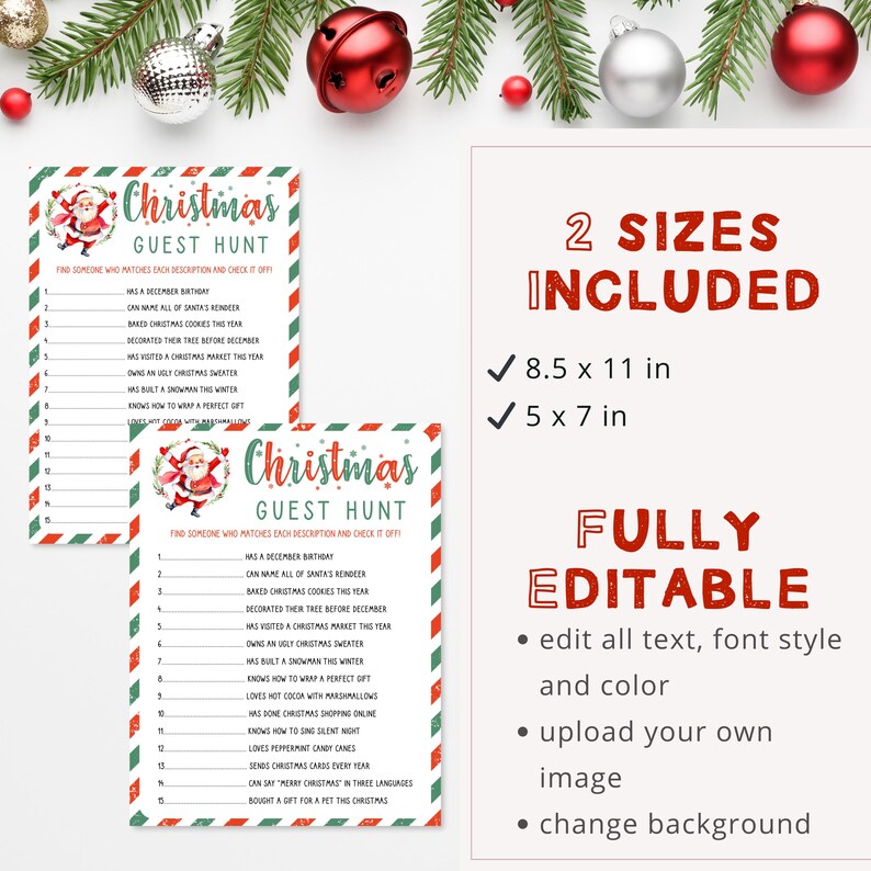 Fun Christmas Hunt Game | Canva Template for Adults and Kids | Find the ...