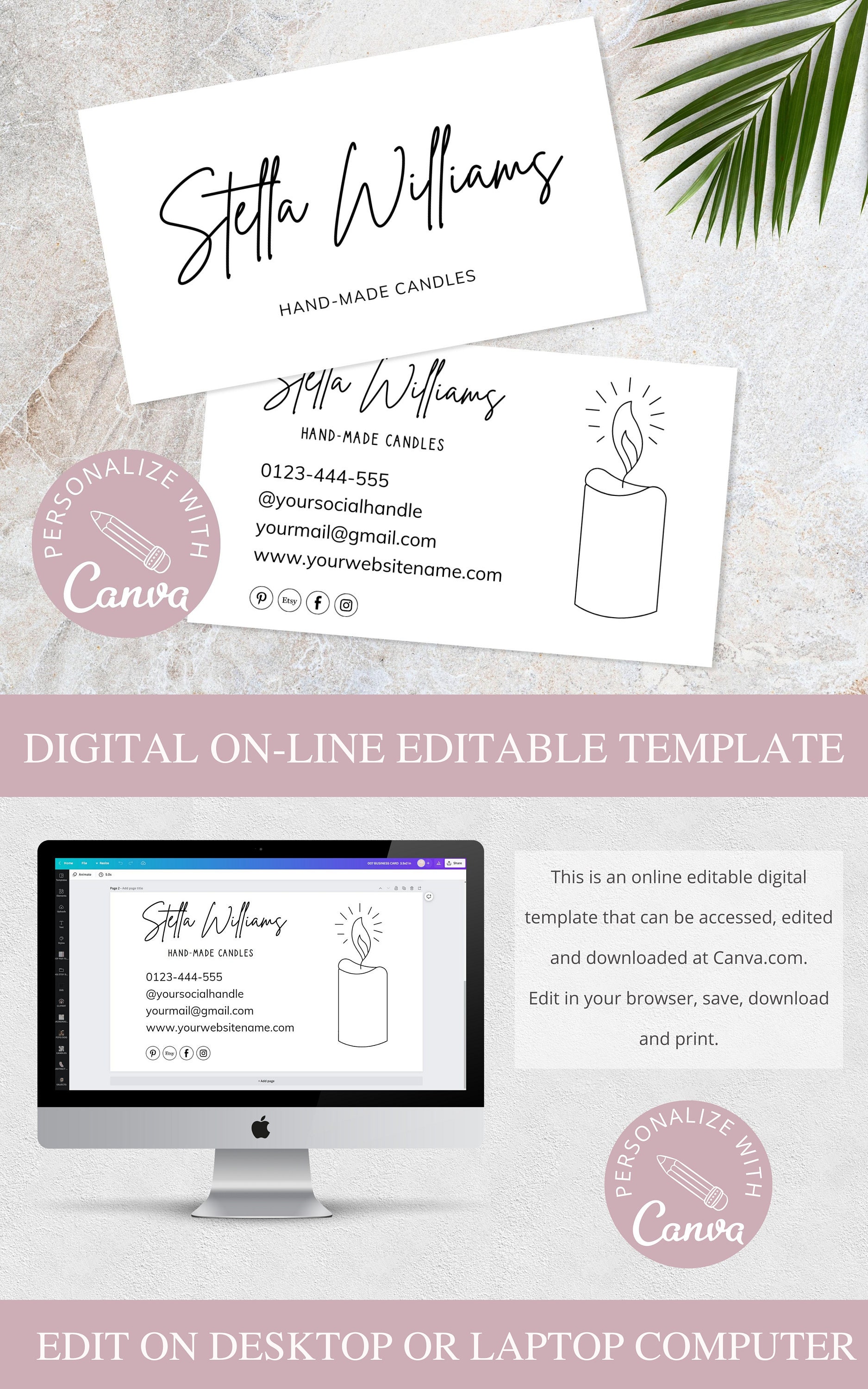 Canva Business Card Template Custom Business Card Editable - Etsy