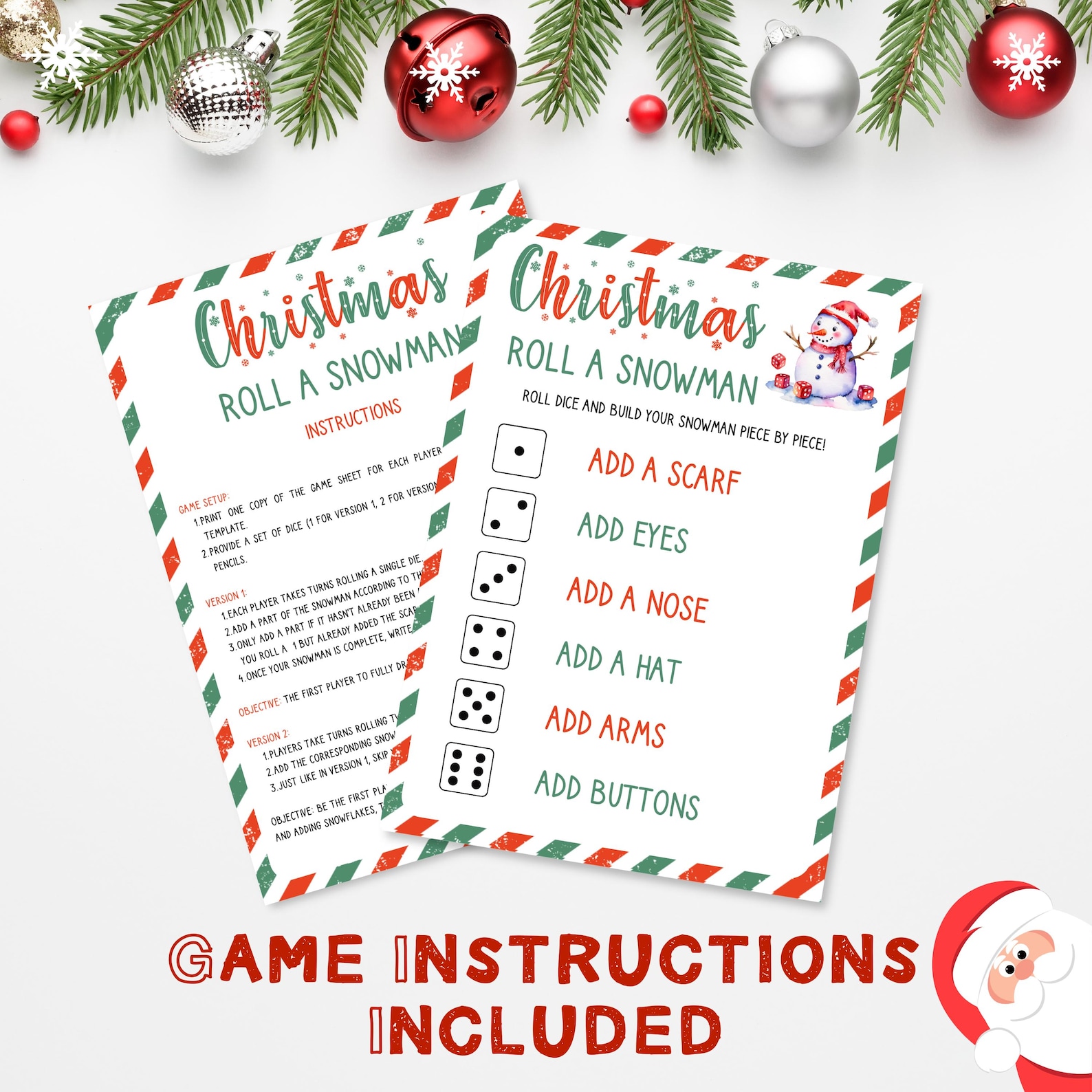 Christmas Roll a Snowman Game | Canva Template for Kids | Fun Dice ...