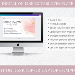 Pink Business Card Template, Editable Canva Template, Custom Business ...