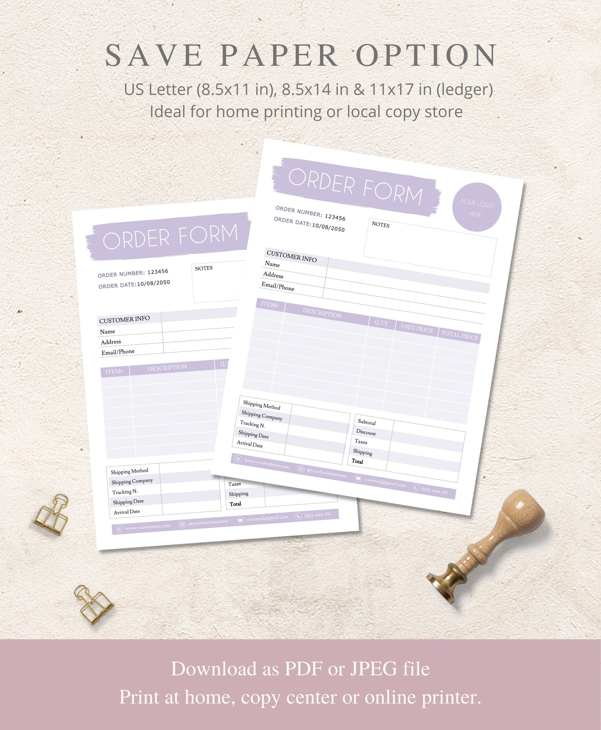 Order Form Editable Custom Order Form Printable Work Order | Etsy