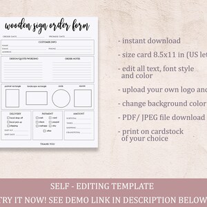 Wooden Sign Order Form Template, Printable Craft Sign Order Form ...