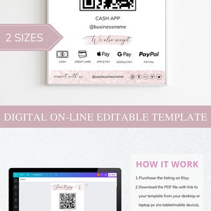 Scan to Pay Card I Editable Canva Template, QR Code Sign, Business Sign ...