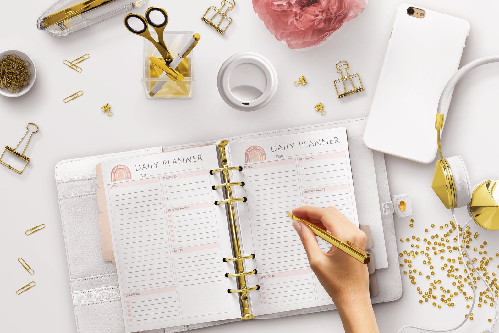 Rainbow Daily Planner Printable 3 Pastel Colors A4 A5 US - Etsy