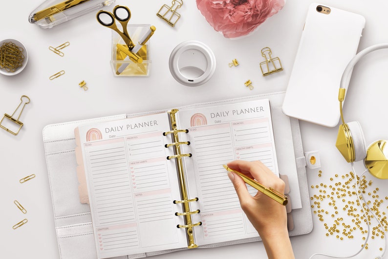 Rainbow Daily Planner Printable 3 Pastel Colors A4 A5 US - Etsy