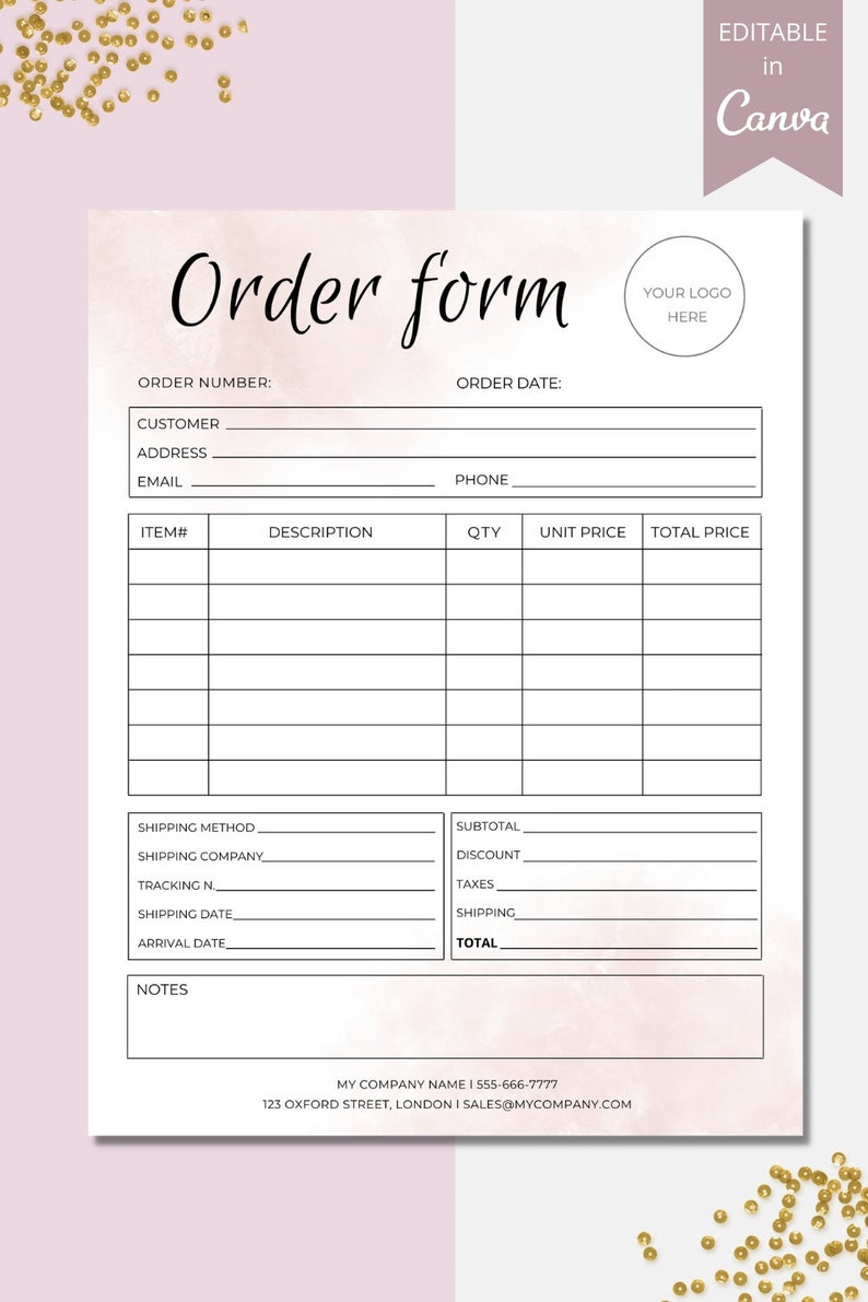 Custom Order Form Template Small Business Order Form - Etsy