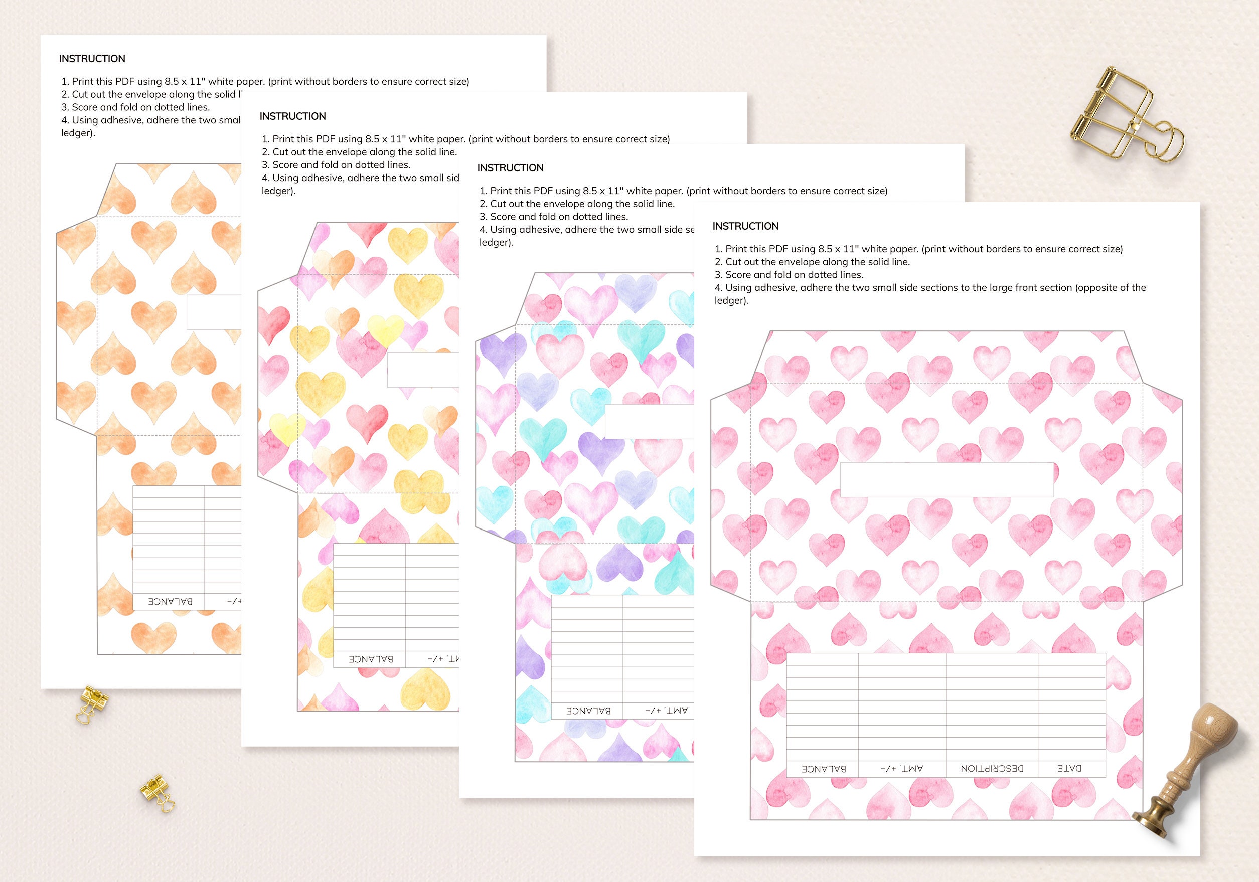 Printable Cash Envelopes with Hearts Cash Envelope System | Etsy