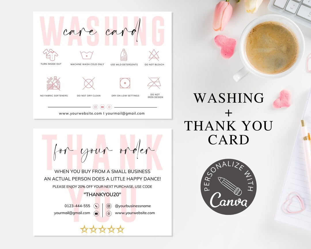 Washing Instructions Care Card I Editable Canva Template I Etsy Shop ...