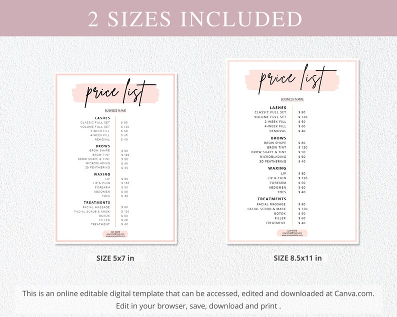 Price List Template Canva Editable Diy Hair Price List - Etsy