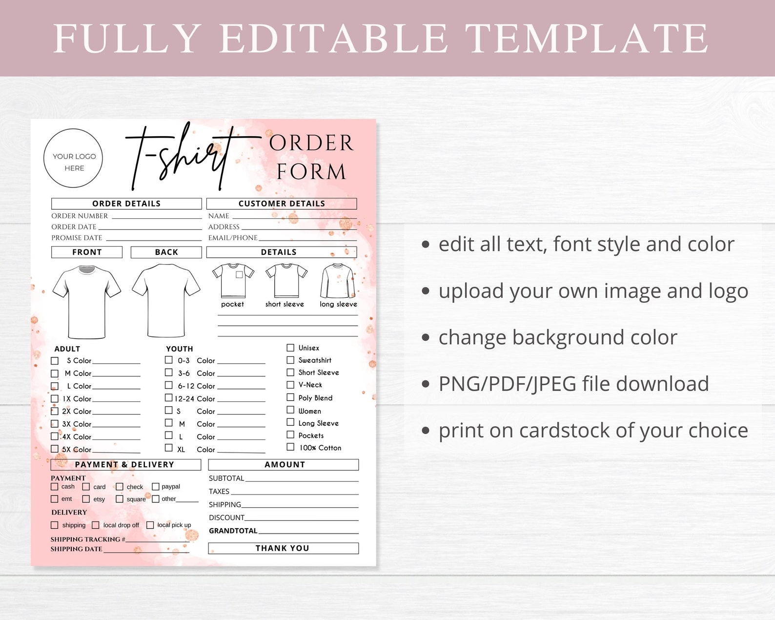 Order Form Template, Canva Editable Business Bundle, Invoice Template ...