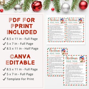 Editable Christmas Movie Trivia Game | Fun Holiday Quiz | Christmas Eve ...