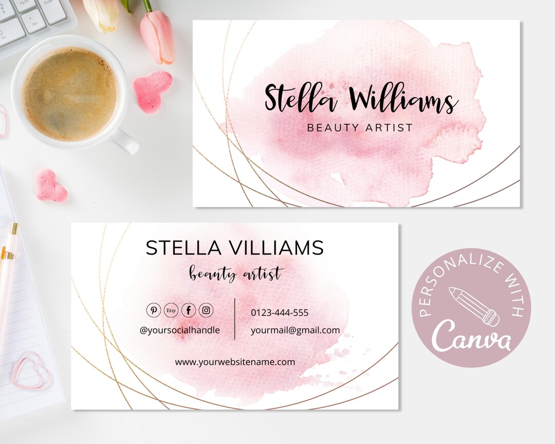 Business Card Template, Editable Canva Template, Custom Business Cards ...