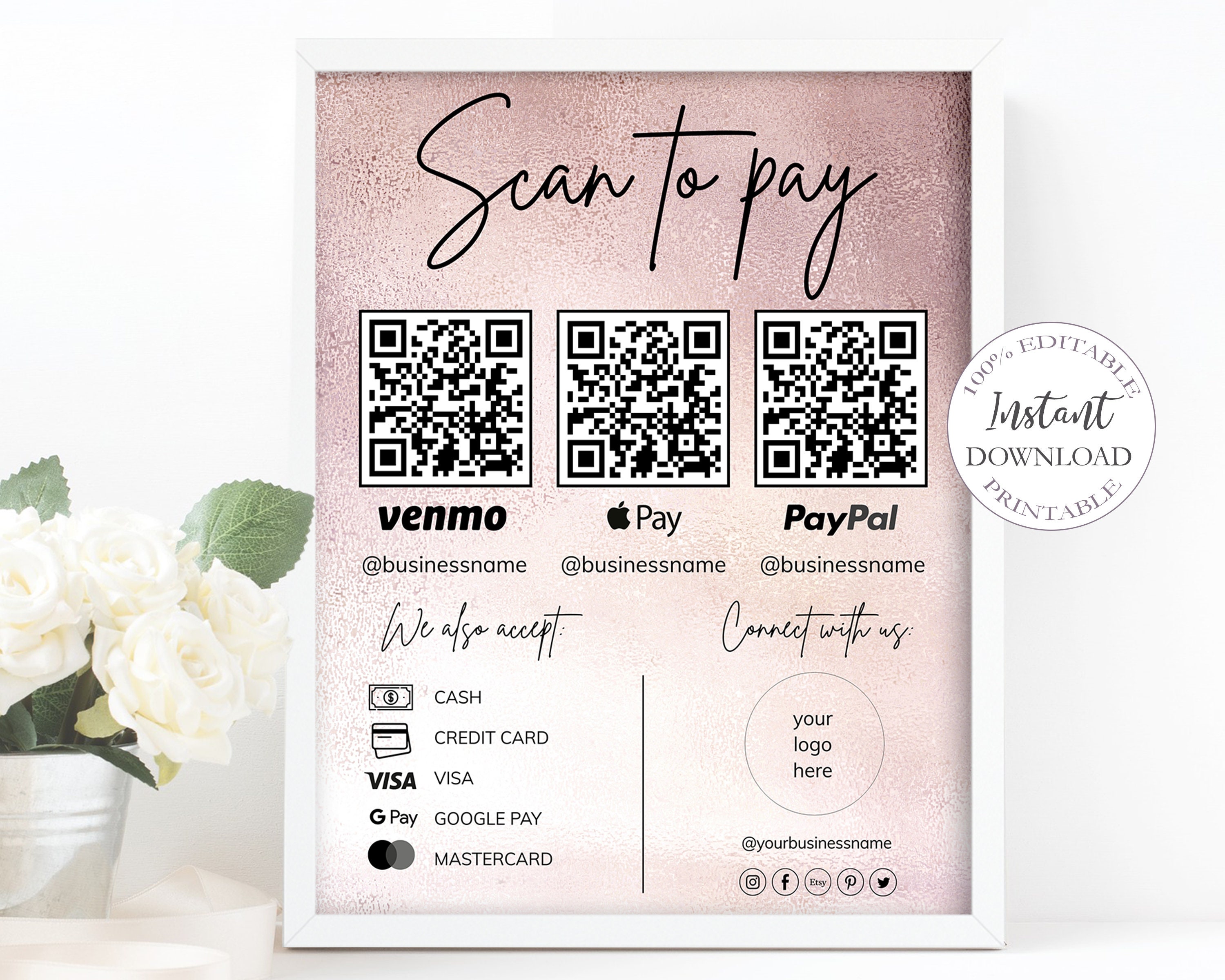 Editable Scan to Pay Card QR Code Sign Template Cashapp - Etsy