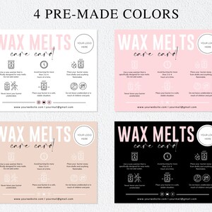 Wax Melts Care Card, Canva Editable Template, Printable Wax Melts ...