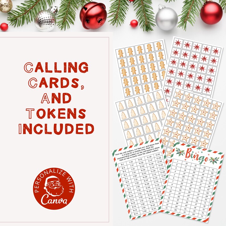 100 Christmas Bingo Cards With Numbers | Editable Canva Party Games ...
