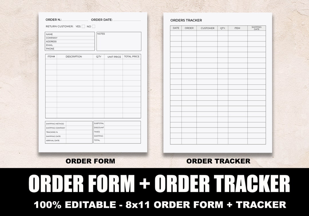 Order Form + Order Tracker Template, Printable Order Tracking & Form ...
