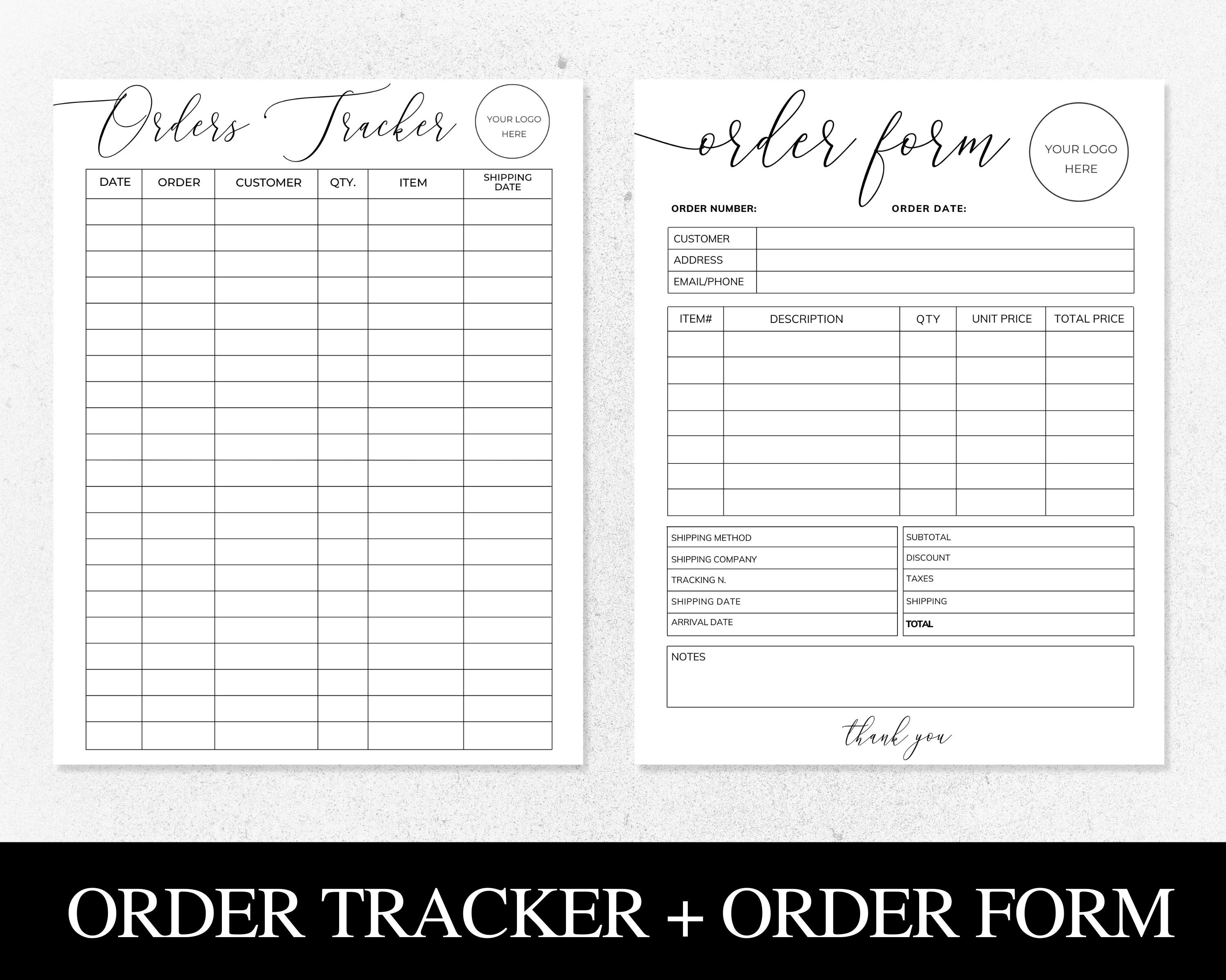 Editable Order Form Order Tracker Order Tracking & Form - Etsy