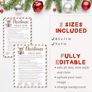 Editable Christmas Riddles Game | Canva Template for Fun Holiday Party ...