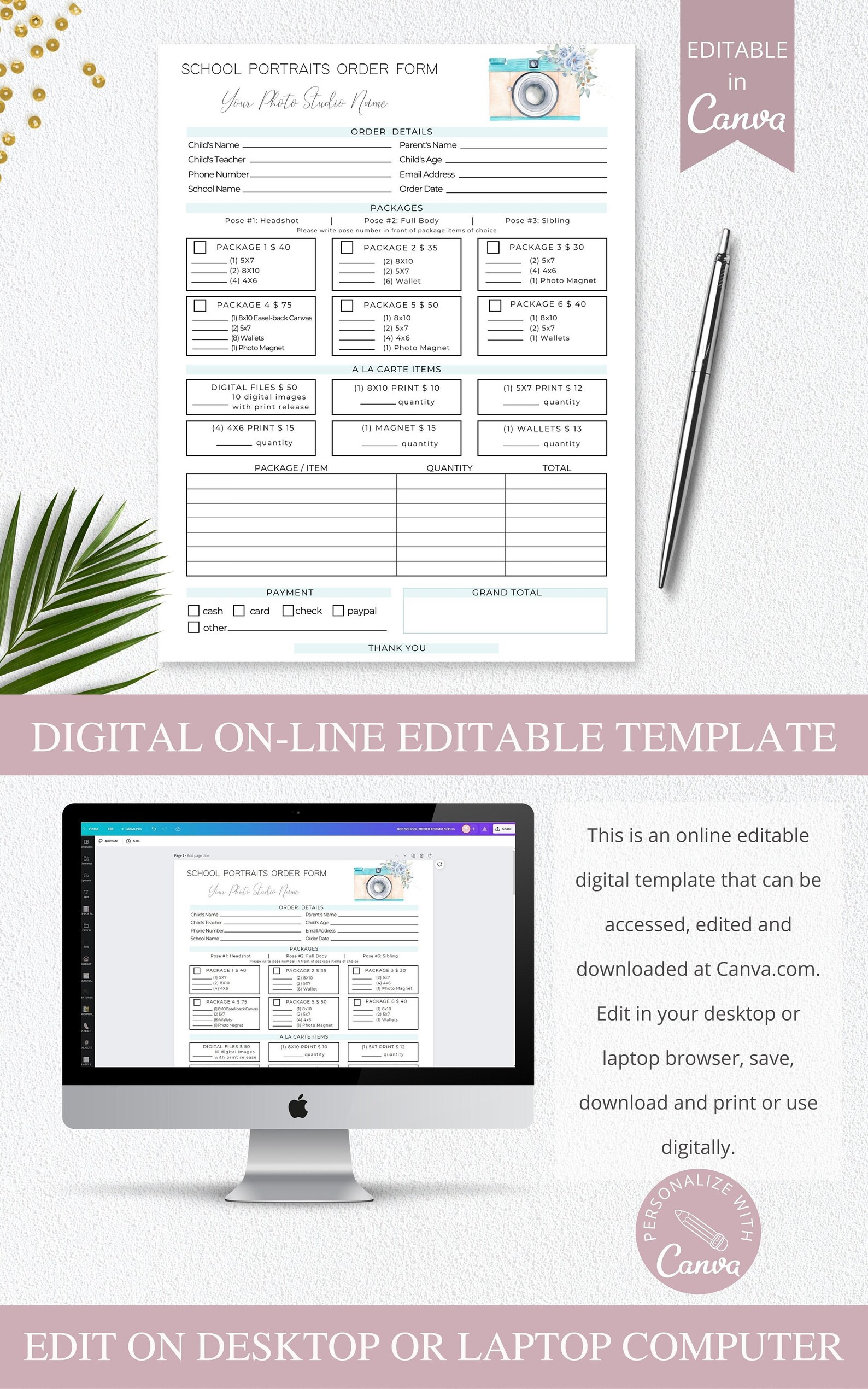 School Photography Order Form Template | Preschool Photos Printable ...