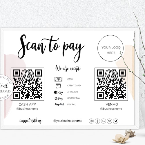 Editable Scan to Pay Card Editable Canva Template QR Code - Etsy