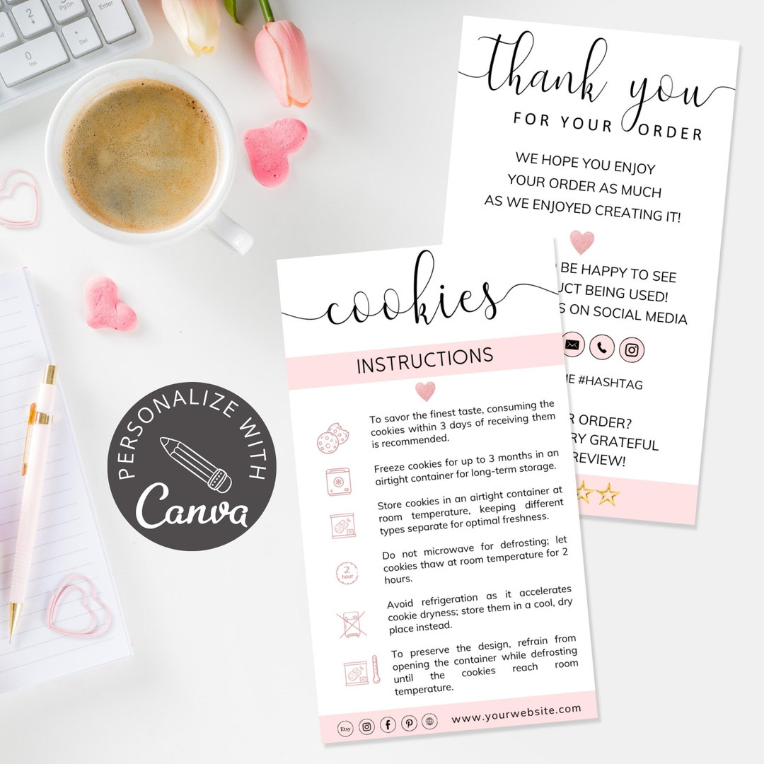 Cookie Care Card Template I Canva Template I Cookie Thank You Card for ...