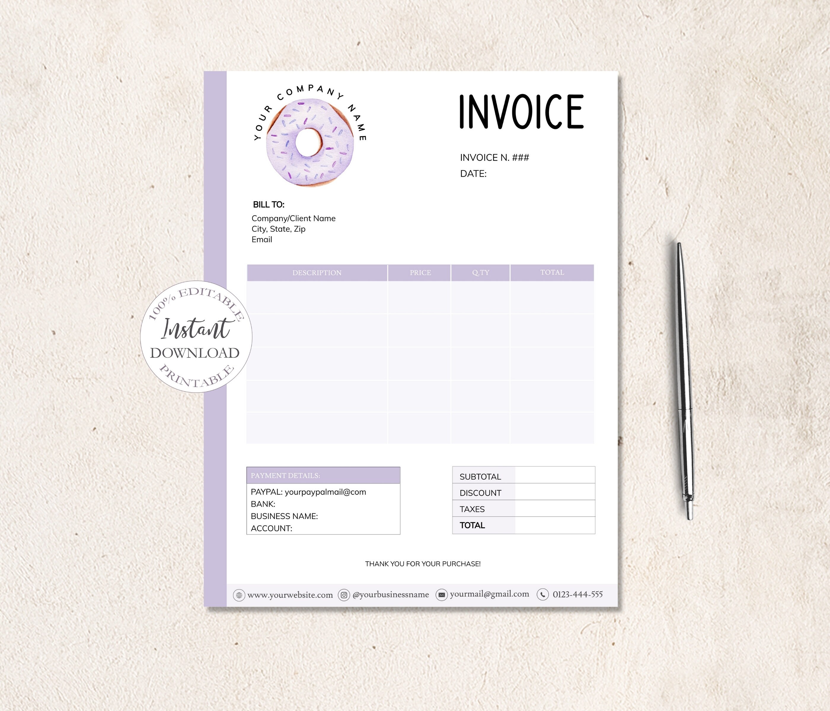 Donut Order Form Template