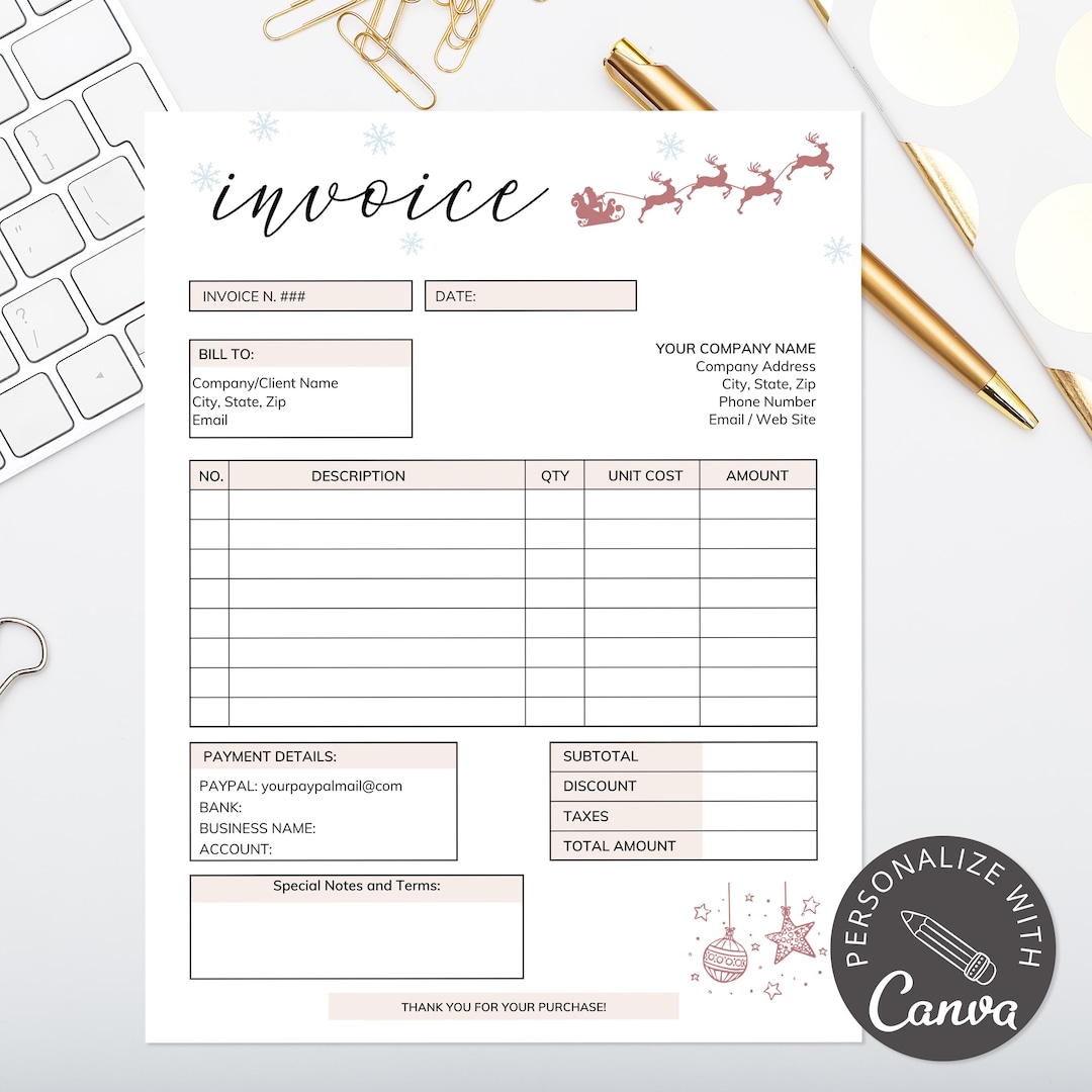 Editable Invoice Template for Small Busines I Canva Invoice Template ...