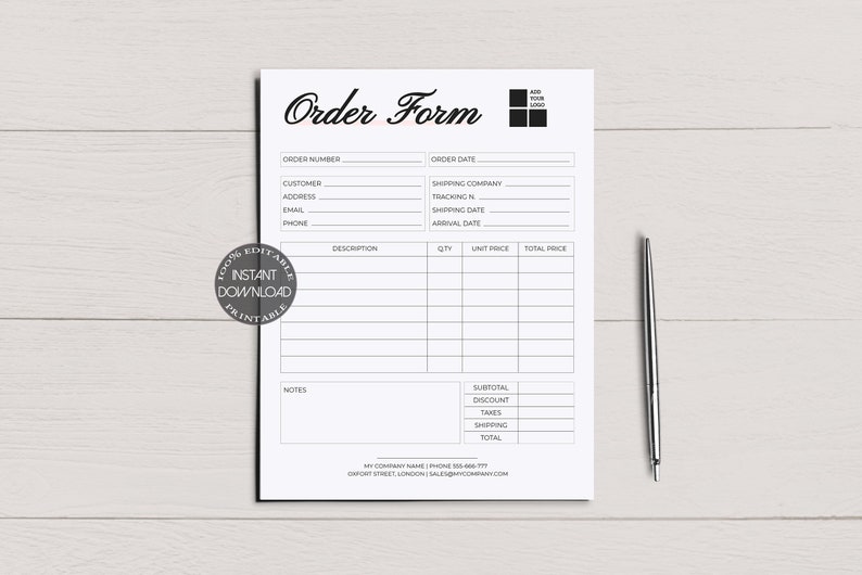 Craft Business Order Form Template Digital Custom Order Form | Etsy