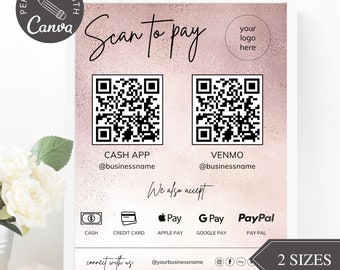 Editable Scan to Pay Card, Editable Canva Template, QR Code Sign ...