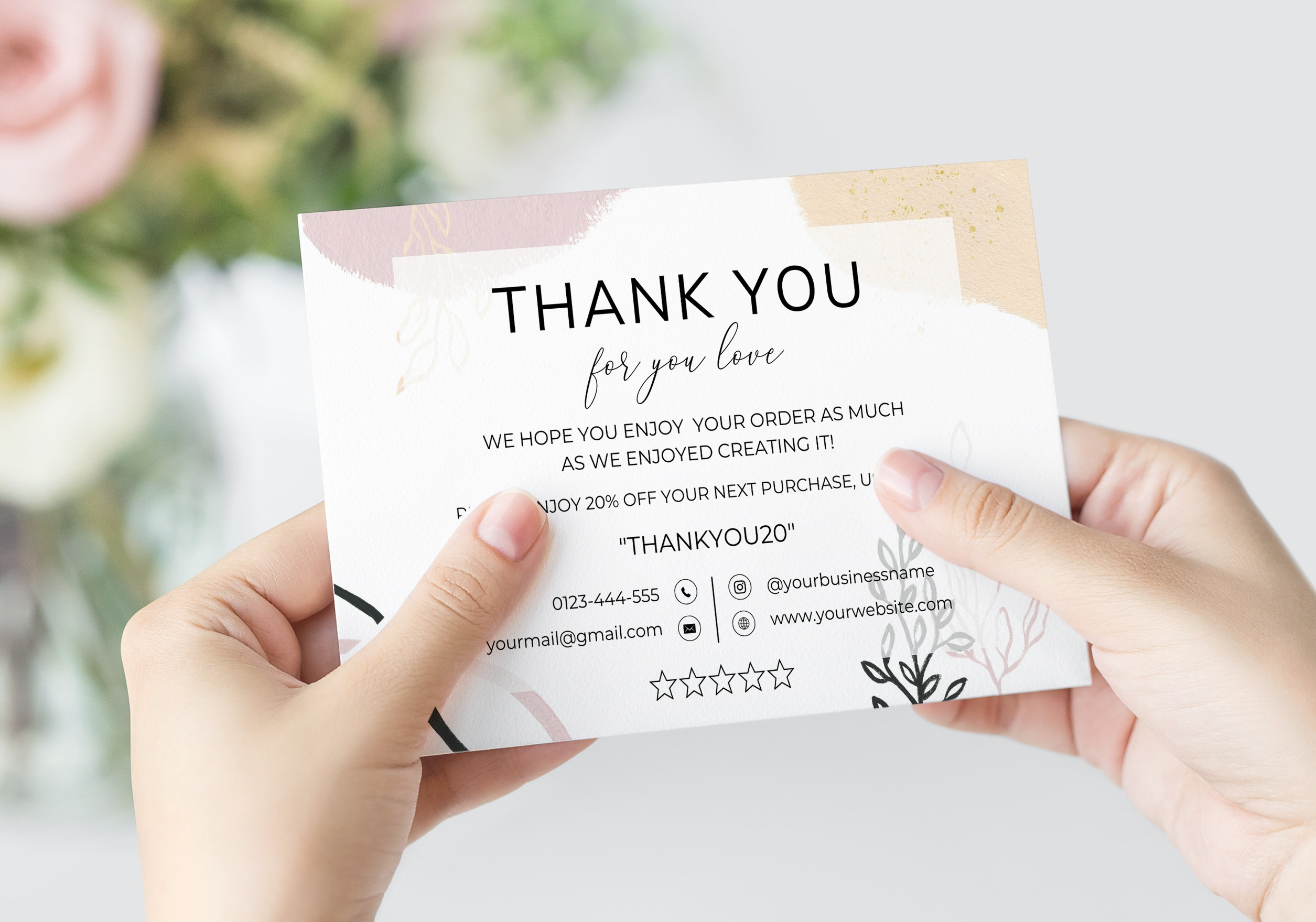 Thank You Business Cards, Editable Thank You Template, Printable ...