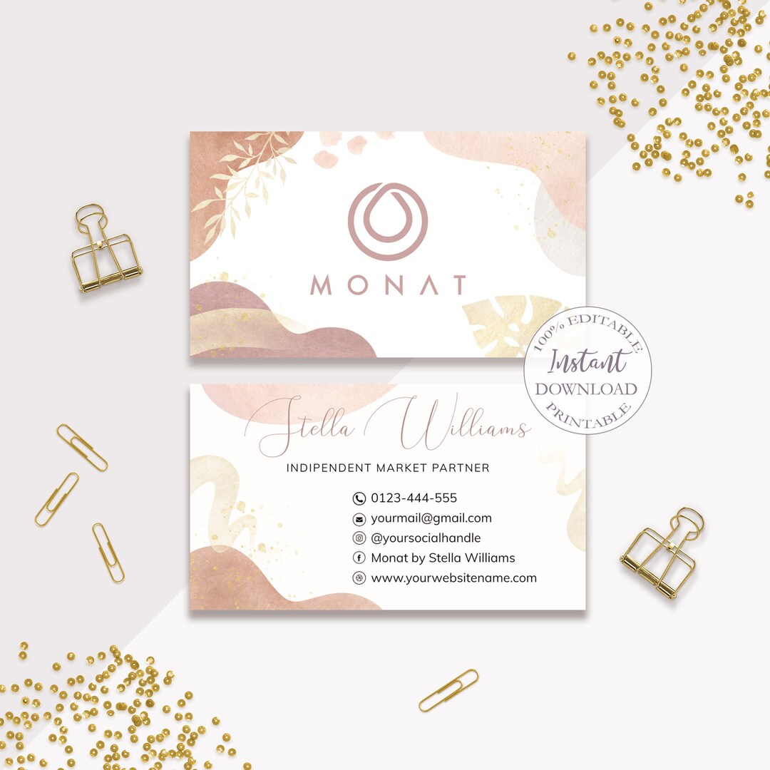 Monat Business Cards Editable, Hair Business Cards Printable, Cute ...