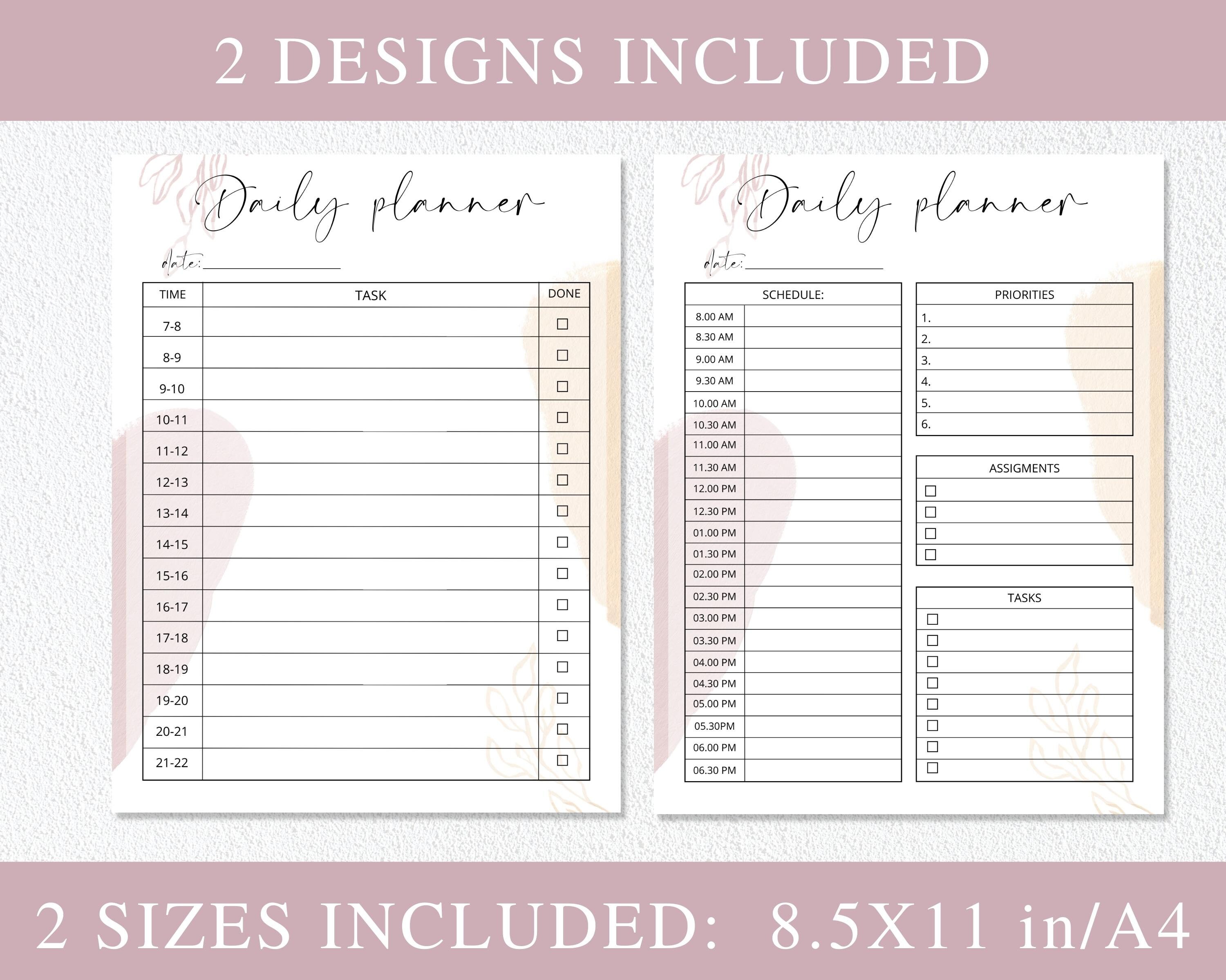 2 Editable Daily Planner ADHD Day Planner Printable Canva - Etsy