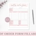 Pink Order Form Fillable, Editable Order Forms, PDF Order Form for ...