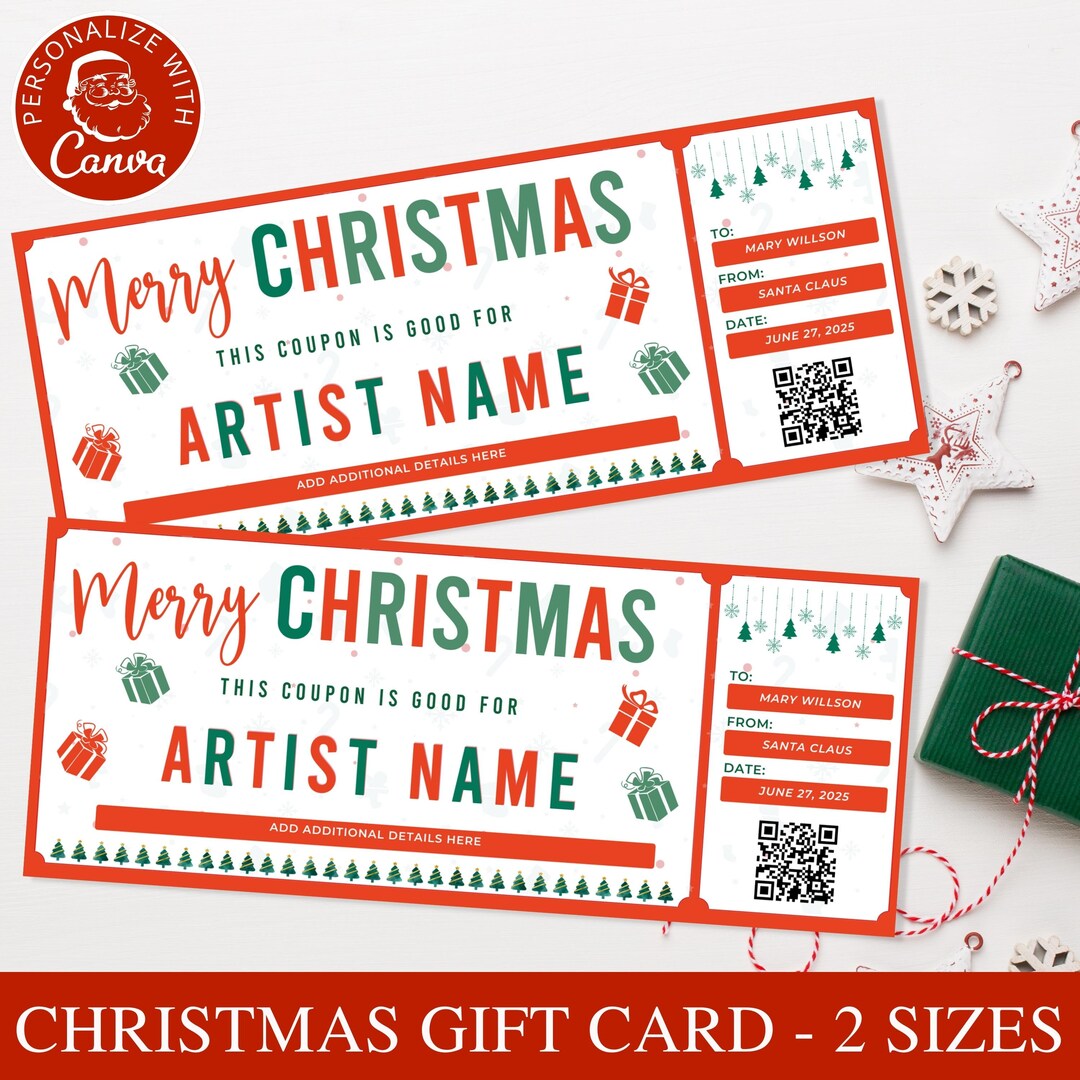 Christmas Concert Ticket I Editable Canva Template, Personalized Gift ...
