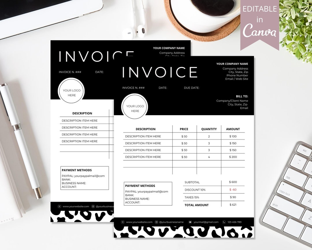 Invoice Template I Editable Canva Template I Printable Order Form ...