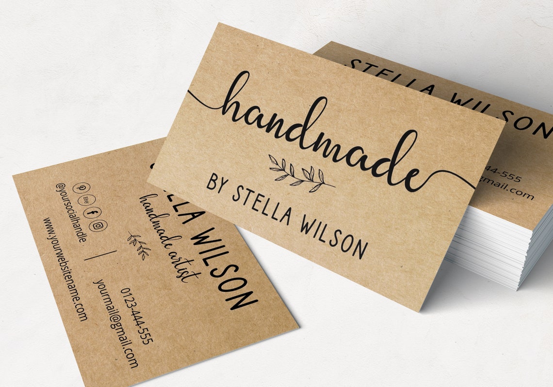 Handmade Business Card Template Rustic Business Card | Etsy