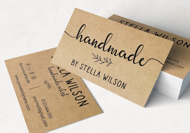 Handmade Business Card Template, Rustic Business Card Editable ...