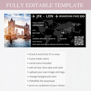 Boarding Pass Editable Canva Template Printable Plane - Etsy