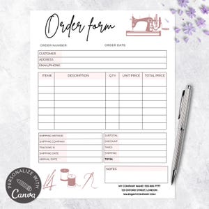 Sewing Order Form I Editable Canva Template, Invoice Template, Order ...